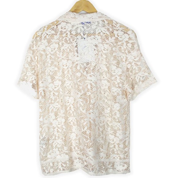 Zara | Tops | Zara Ecru Lace Collard Blouse Top M | Poshmark